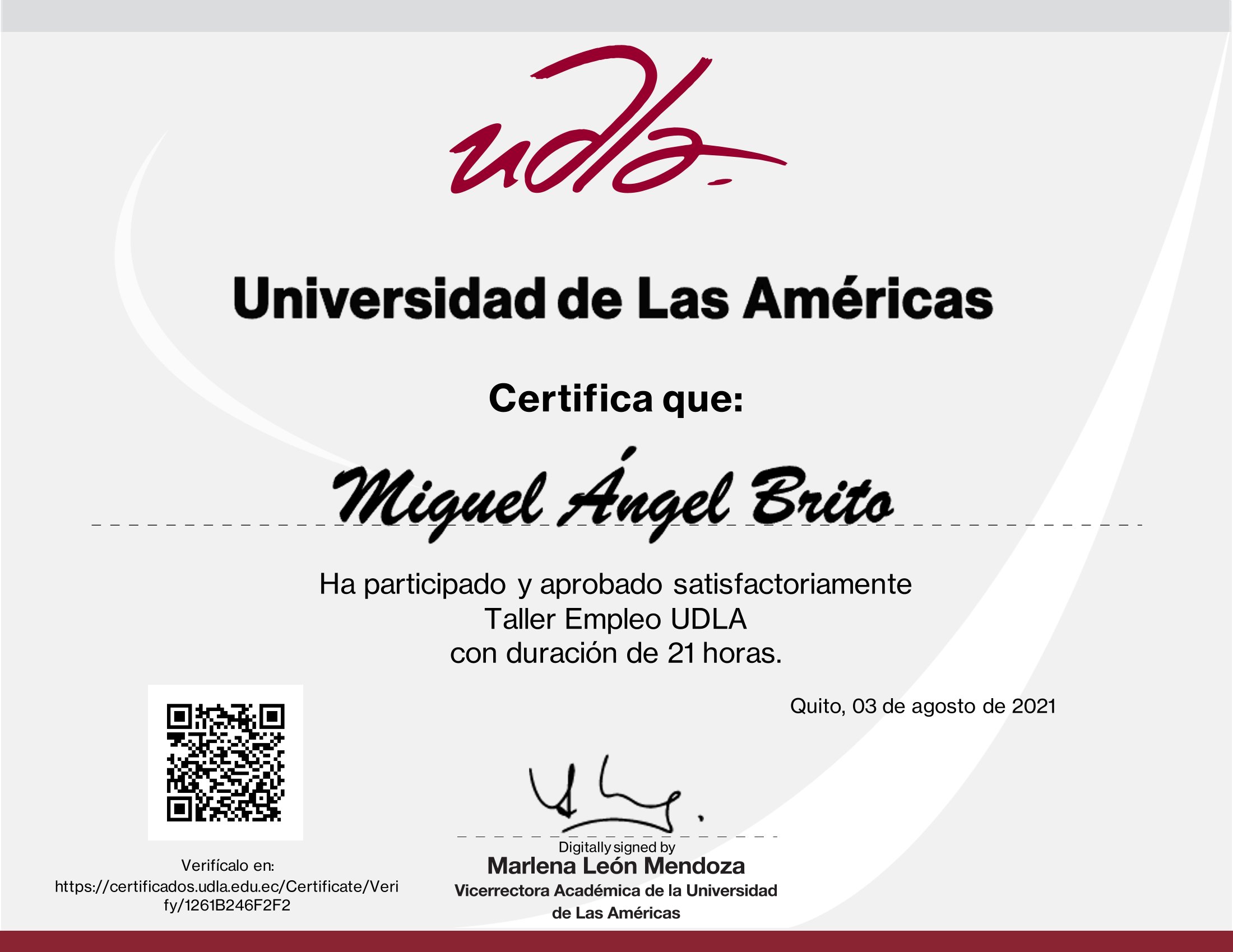 Certificado - UDLA